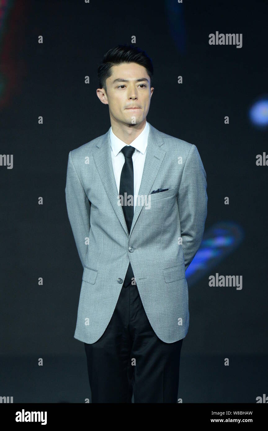 Taiwanese actor Wallace Huo poses at a press conference for his movie ...