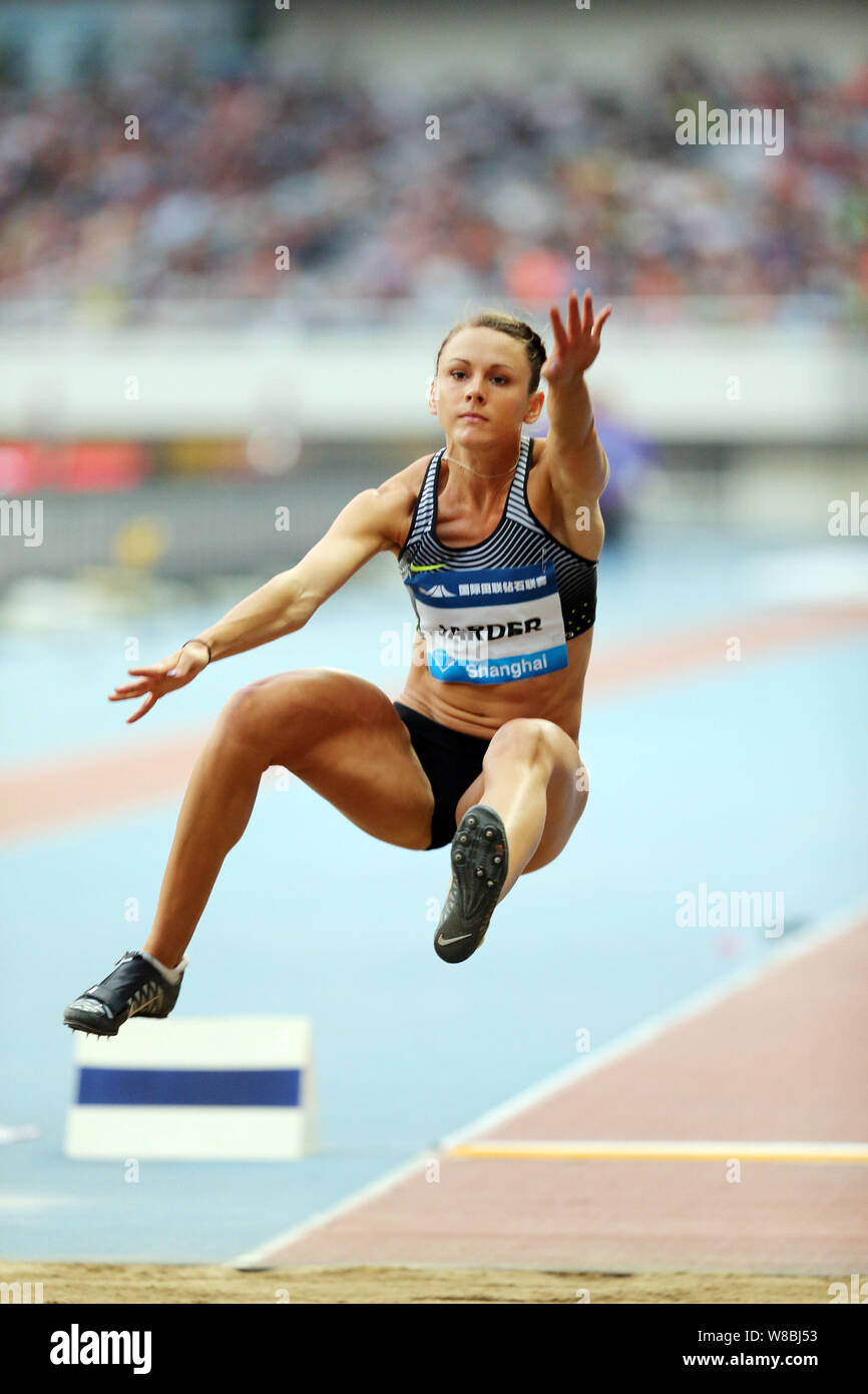 Erica May-Lynn Jarder of Sweden competes in the women's long jump ...