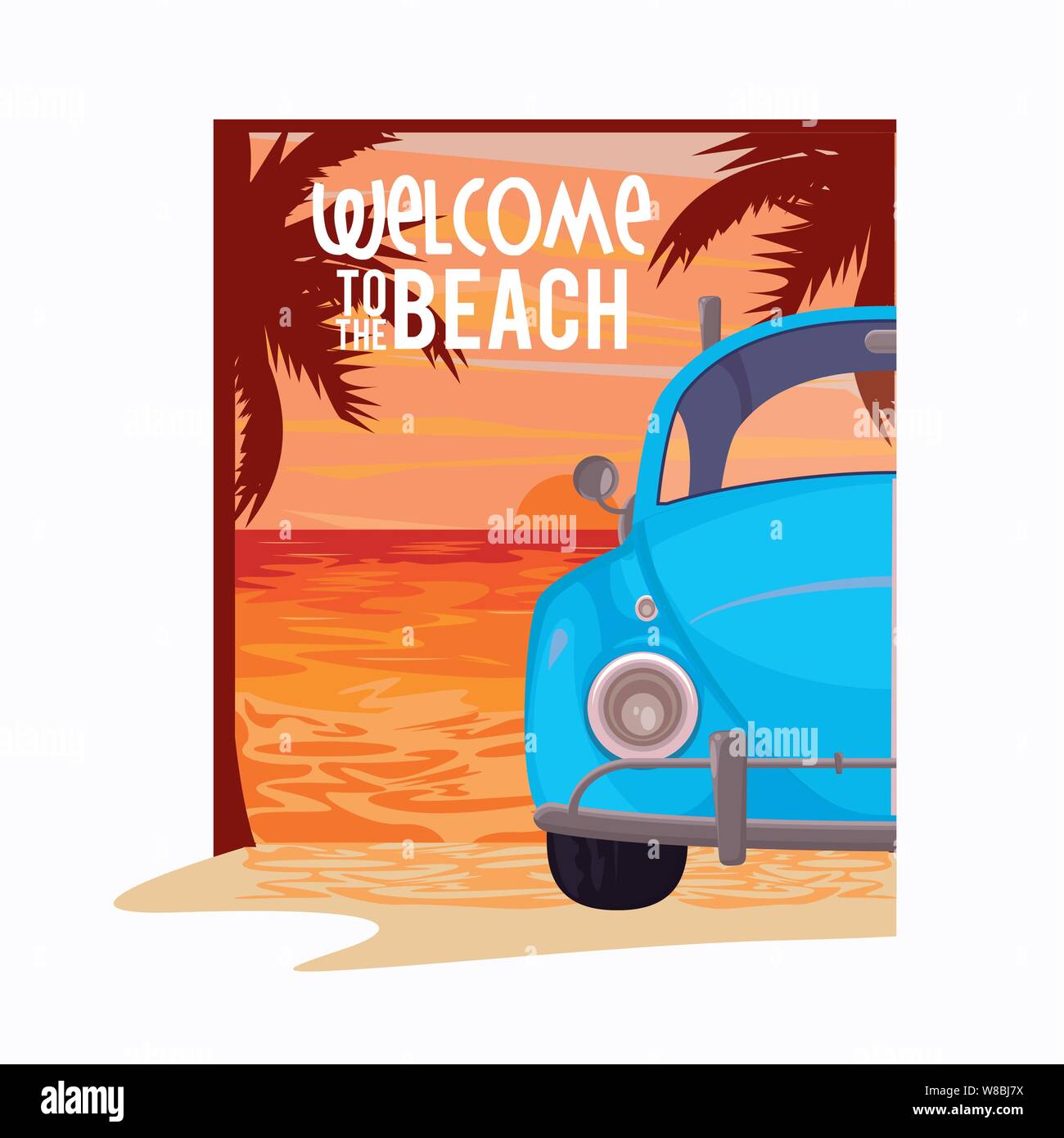 Welcome to the beach summer card Stock Vector Image & Art - Alamy