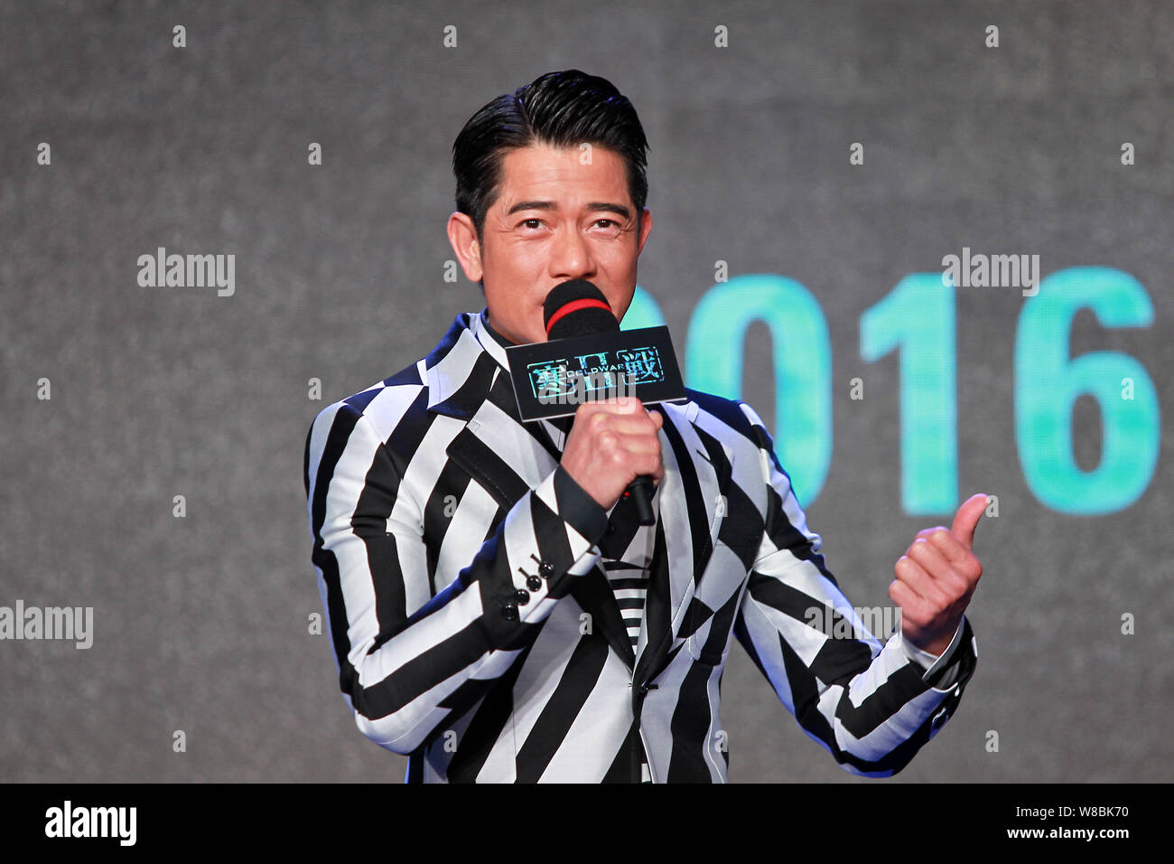Hong Kong actor Aaron Kwok attends a press conference to promote his ...
