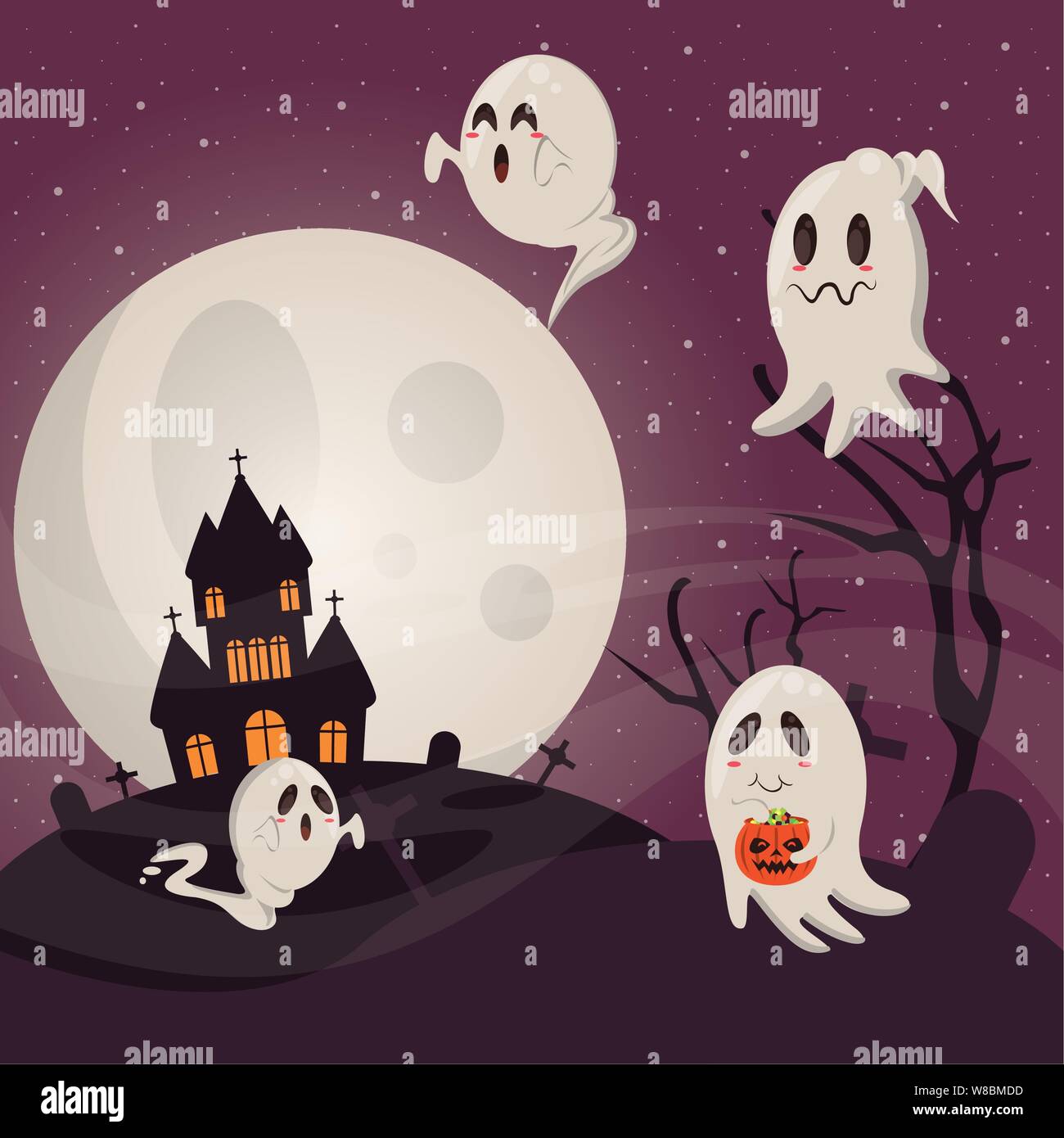 Halloween funny and scary cartoons Stock Vector Image & Art - Alamy