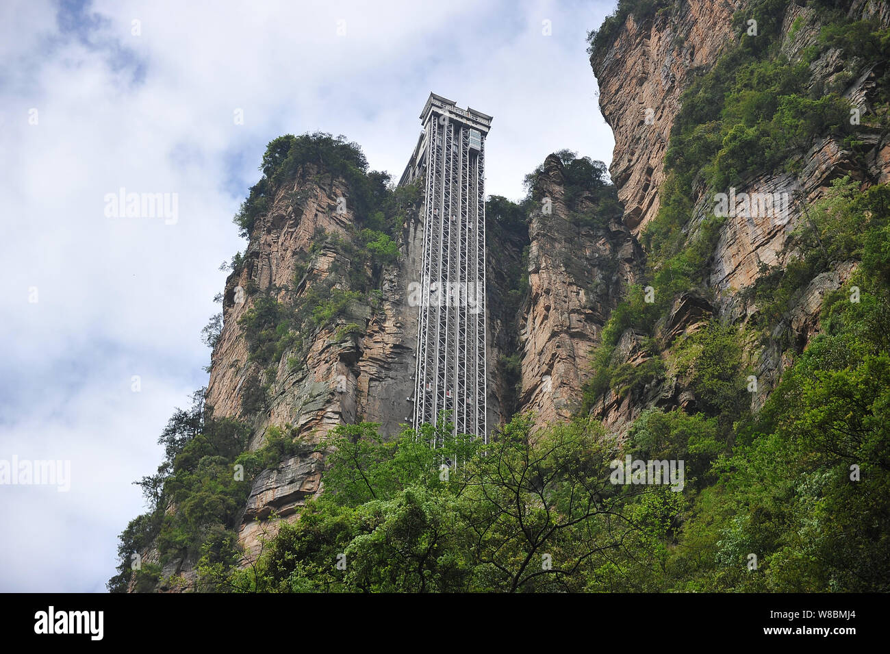 View of the Bailong Elevator, also known as the Hundred Dragons ...
