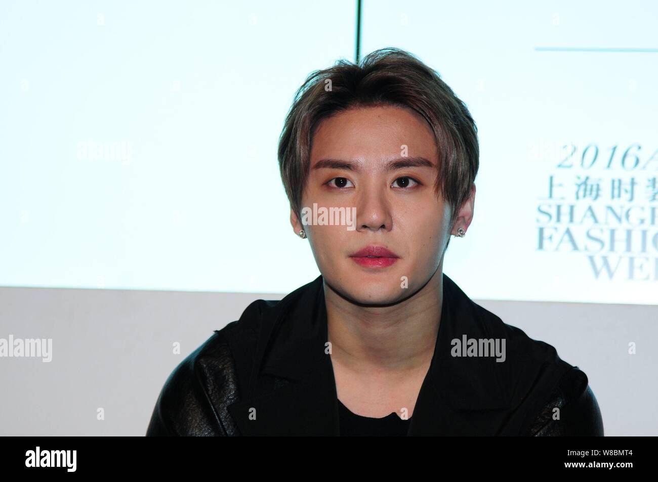 South Korean singer and actor Kim Jun-su attends the fashion show of no ...