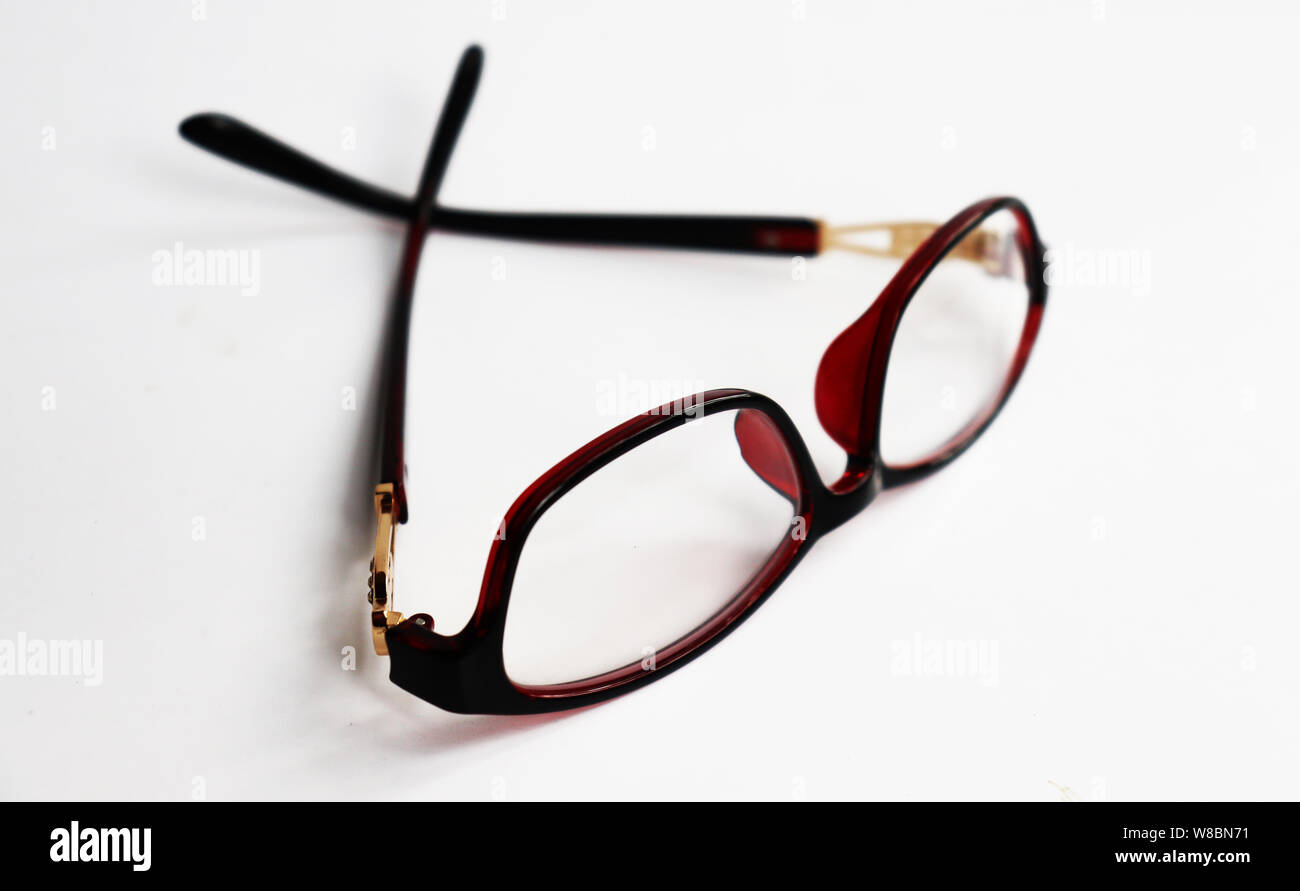 Stylish Red frame glasses isolated on white background. Red frame ...
