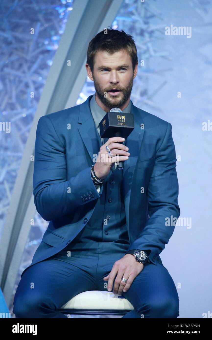 Australian actor Chris Hemsworth attends a press conference to promote ...