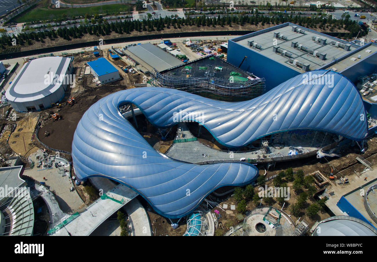 Aerial view of the Shanghai Disney Resort in Pudong, Shanghai, China, 9 ...