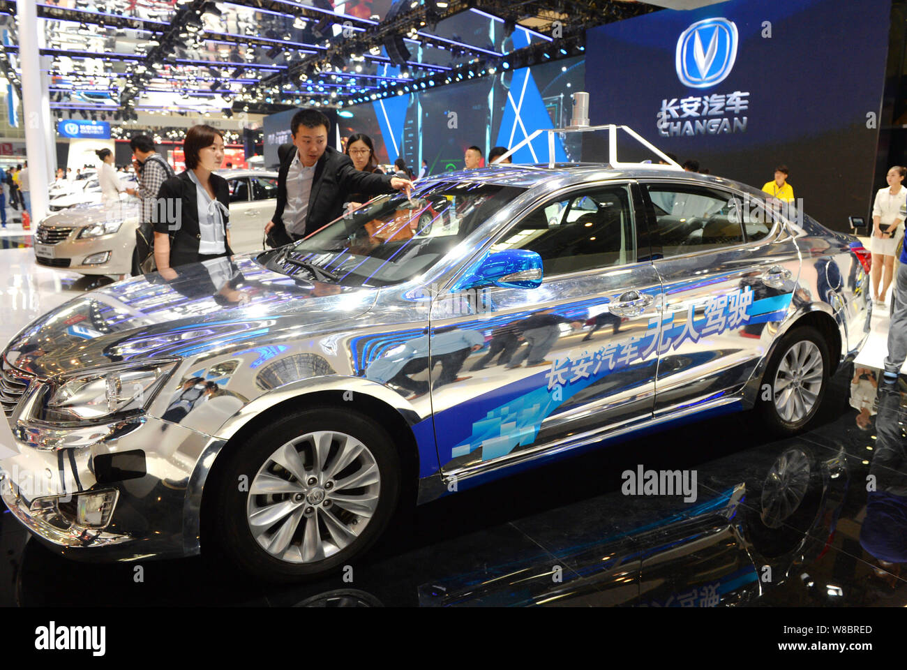 A Changan Raeton self-driving car is on display during the 14th Beijing ...