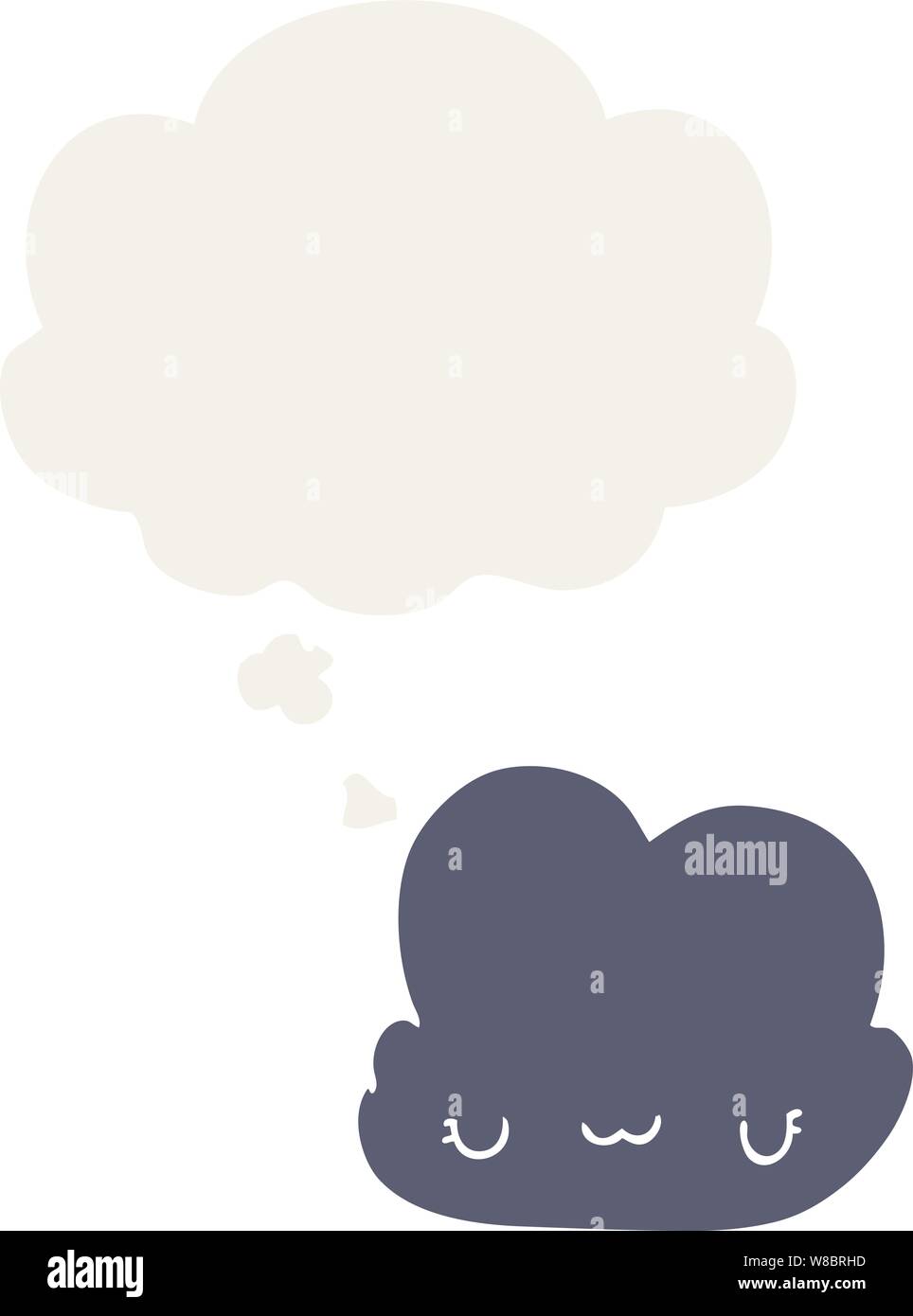 cute cartoon cloud with thought bubble in retro style Stock Vector ...