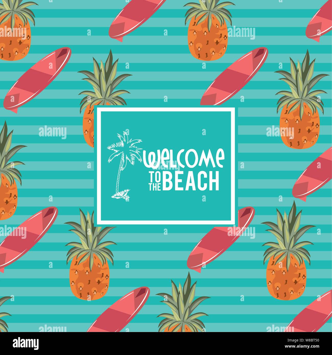 Welcome to the beach summer card Stock Vector Image & Art - Alamy