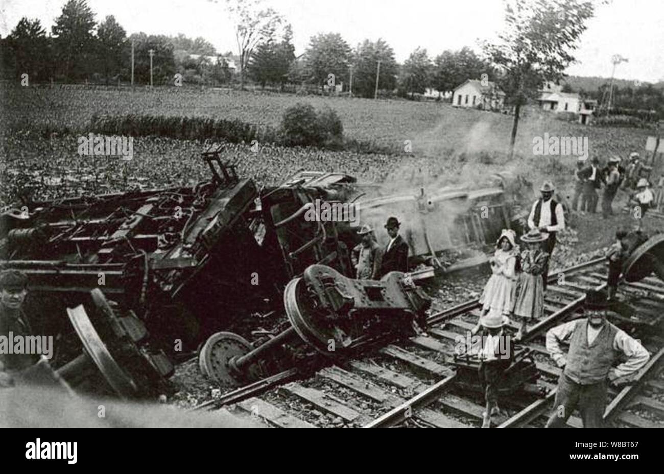 Derailment of a railway bogie with paper car wheels Stock Photo - Alamy