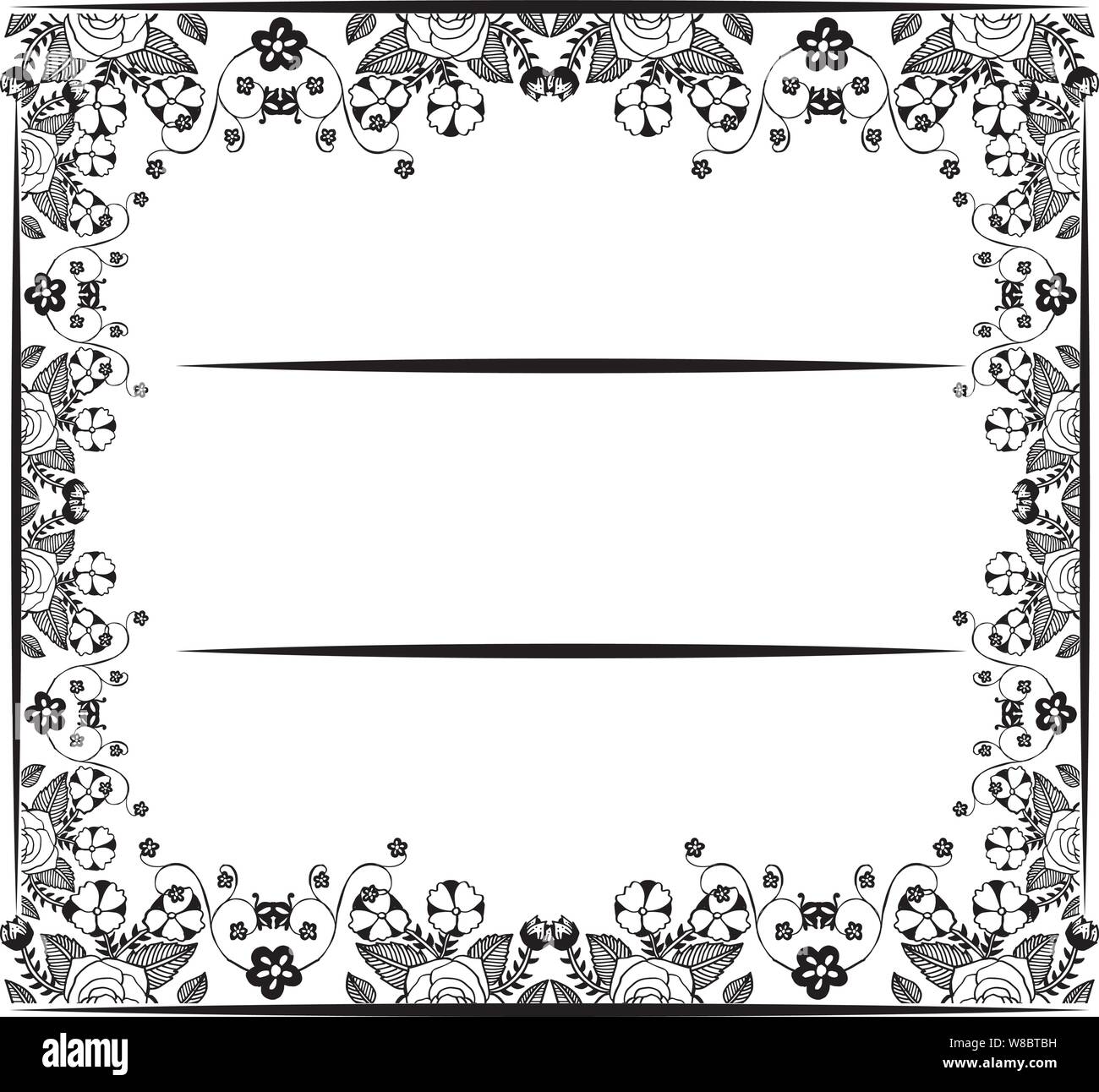 Retro style flower frame, with vintage frame, for decor of invitation ...