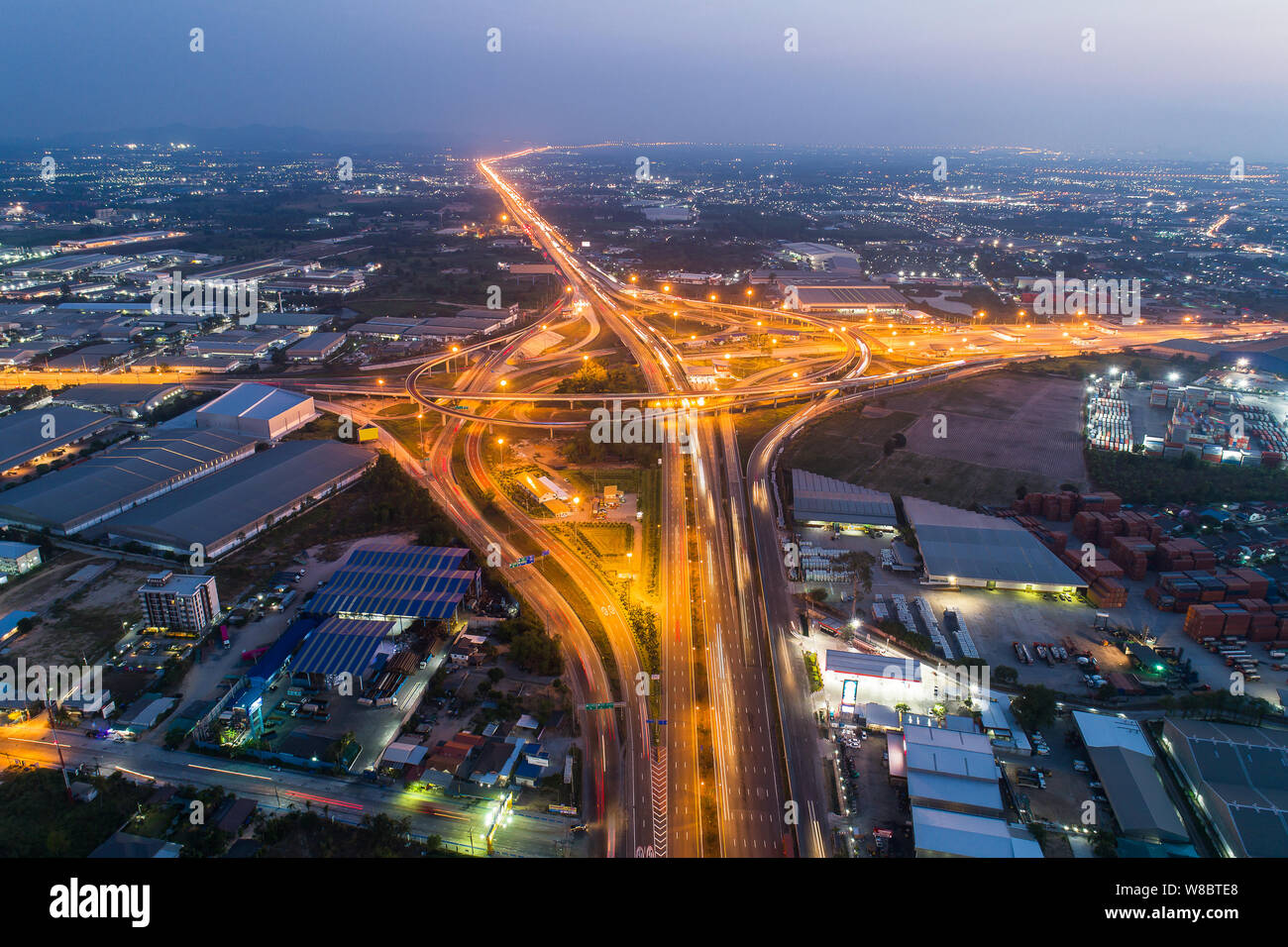 Aerial view and Top view Traffic of expressways, motorways and highways ...