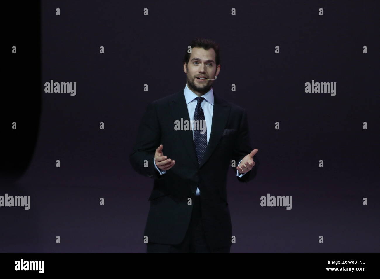 British actor Henry Cavill attends a launch event for the Huawei P9 ...