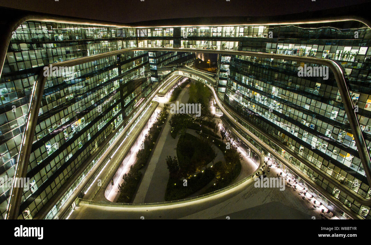 Night view of the Sky Soho designed by Iraqi-British architect Zaha ...
