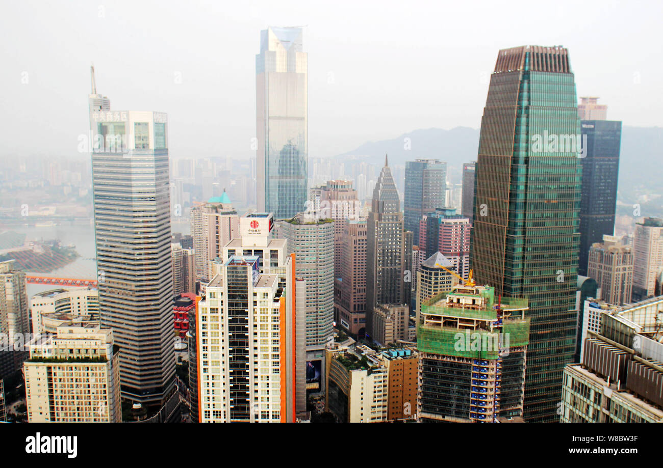 --FILE--View of skyscrapers and high-rise buildings in Jiefangbei CBD ...