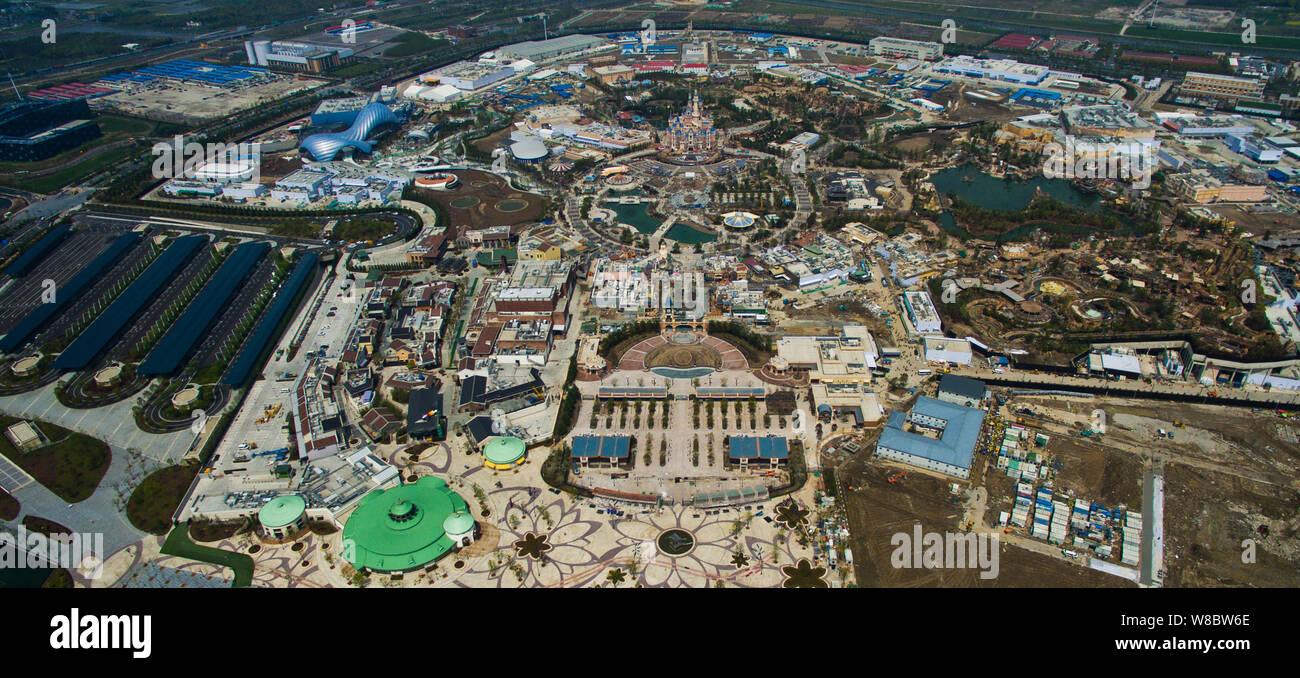 Aerial view of the Shanghai Disney Resort in Pudong, Shanghai, China, 9 ...