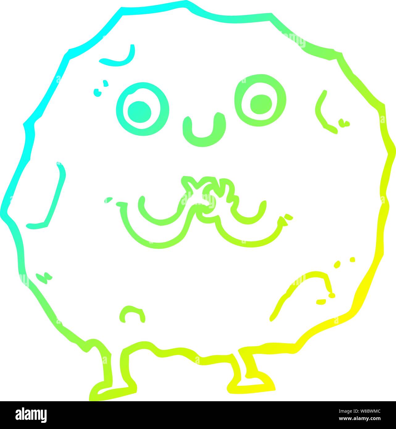 cold gradient line drawing of a cartoon rock character Stock Vector ...