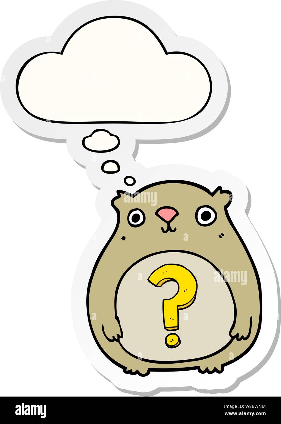 cartoon curious bear with thought bubble as a printed sticker Stock ...