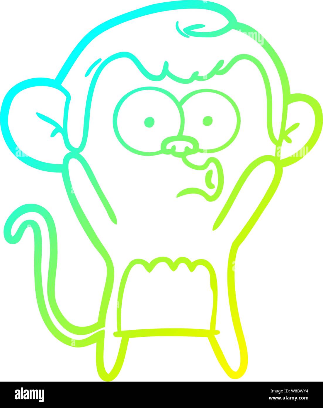 cold gradient line drawing of a cartoon surprised monkey Stock Vector ...