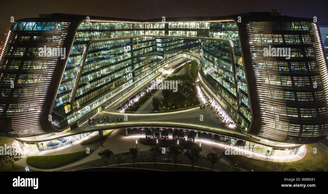 Night view of the Sky Soho designed by Iraqi-British architect Zaha ...