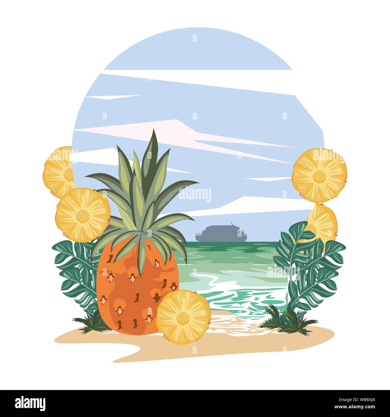 Beach and tropical summer cartoons scenery Stock Vector Image & Art - Alamy