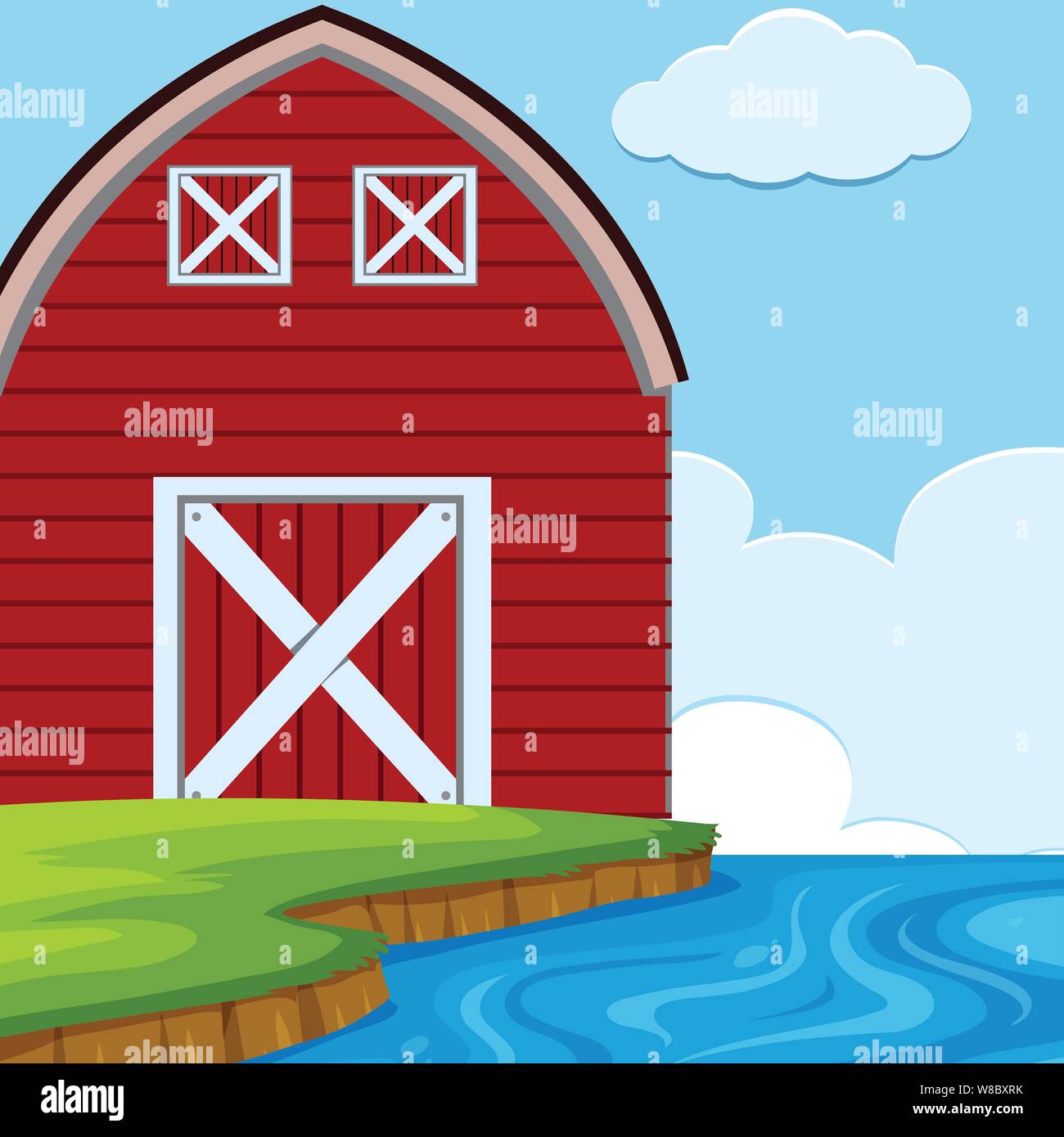 An outdoor scene with barn illustration Stock Vector Image & Art - Alamy