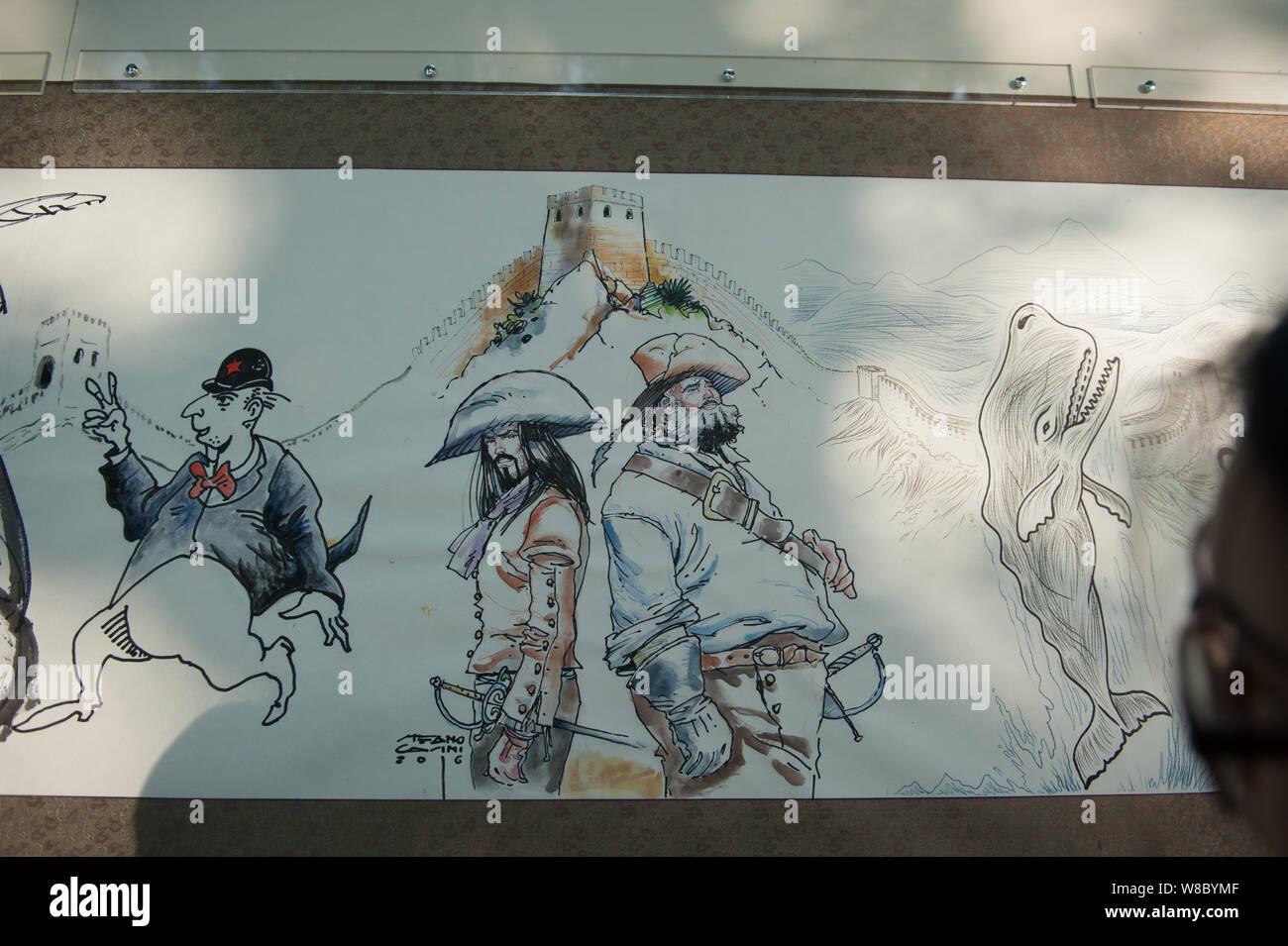 View of the collective improvisation created by foreign cartoonists ...