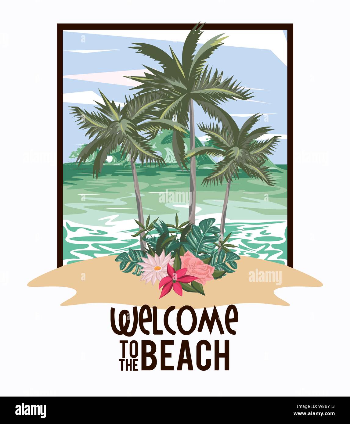 Welcome to the beach summer card Stock Vector Image & Art - Alamy
