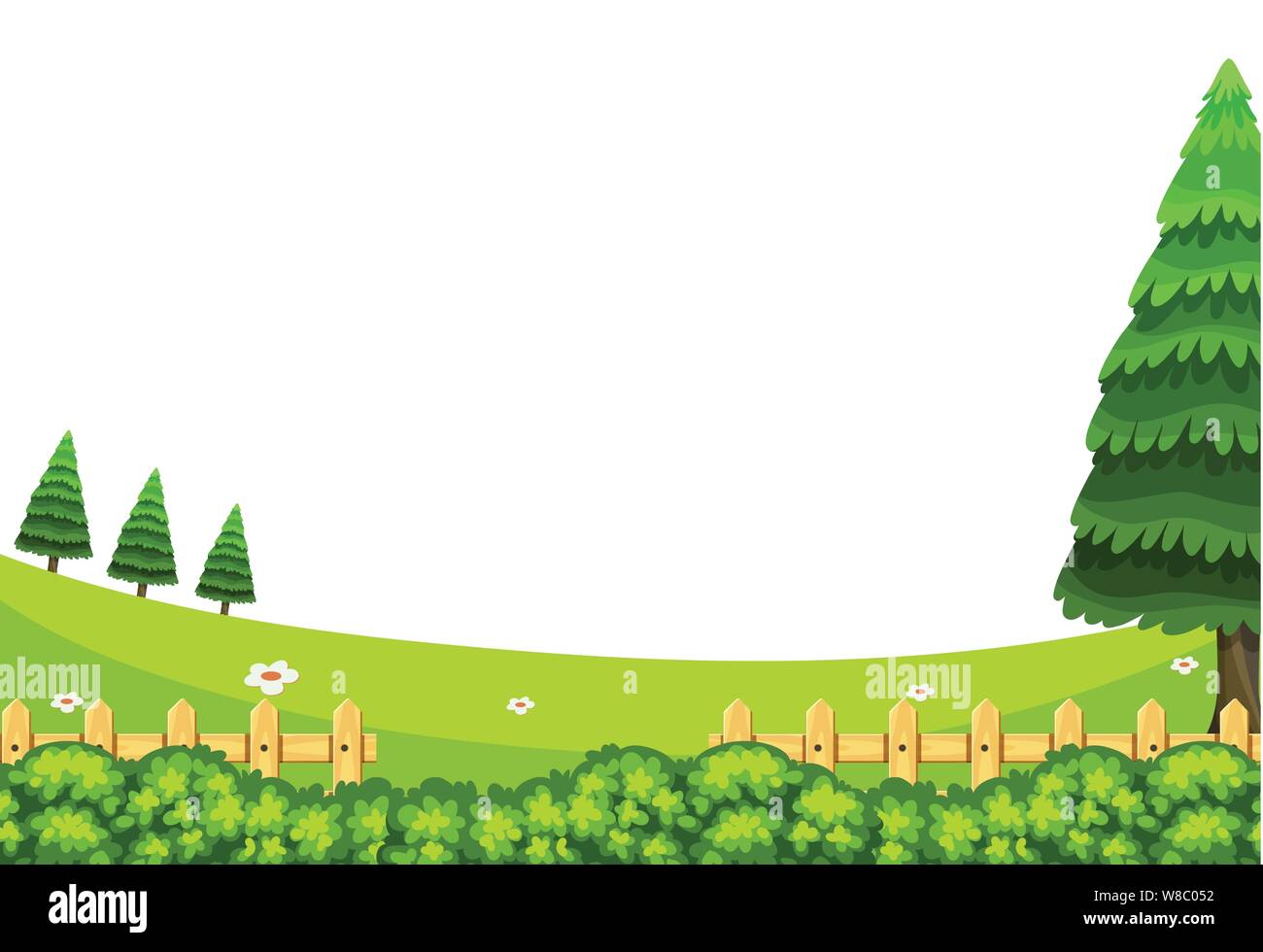 Scenery background of green field at daytime illustration Stock Vector ...