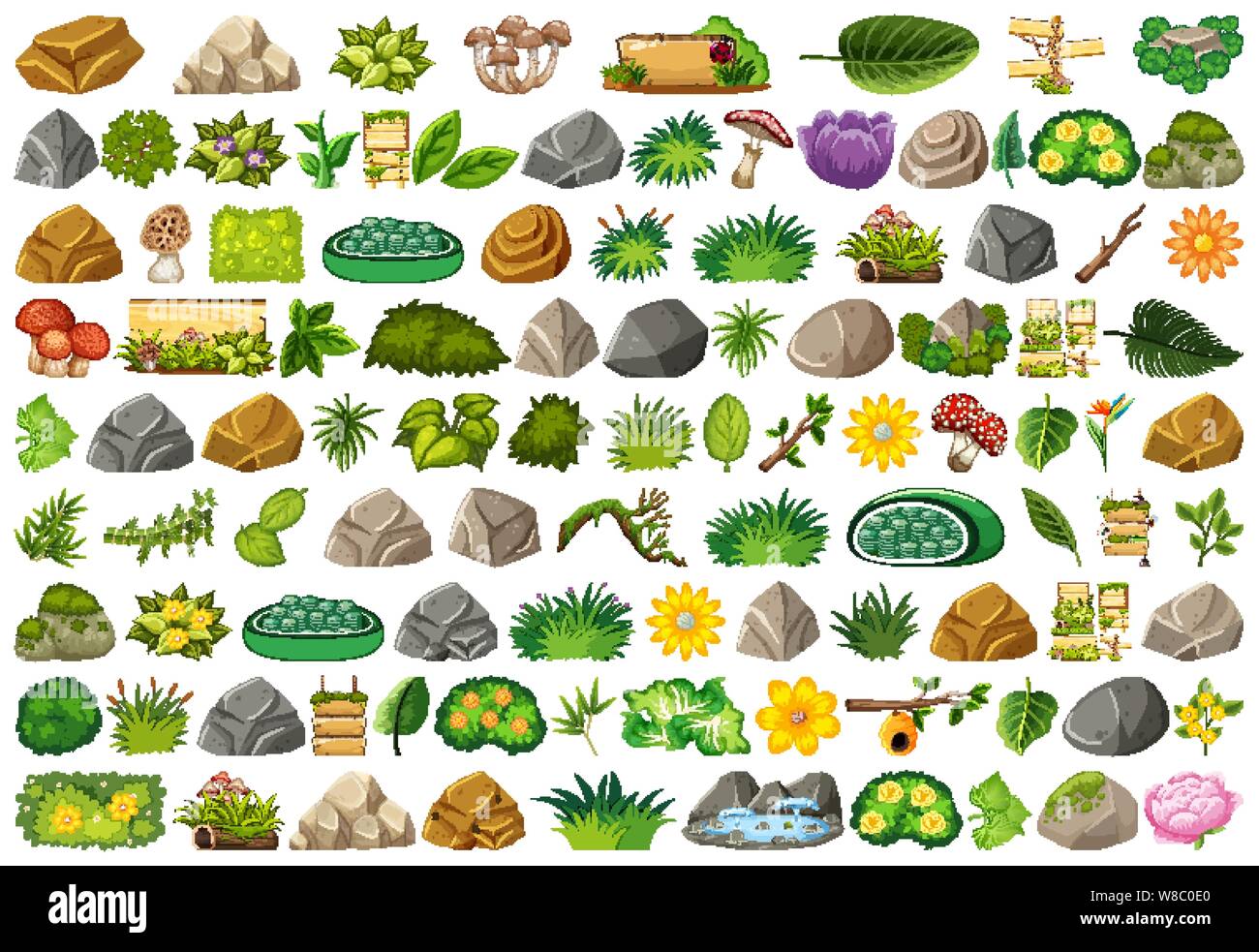 Set of isolated objects theme - nature illustration Stock Vector Image ...