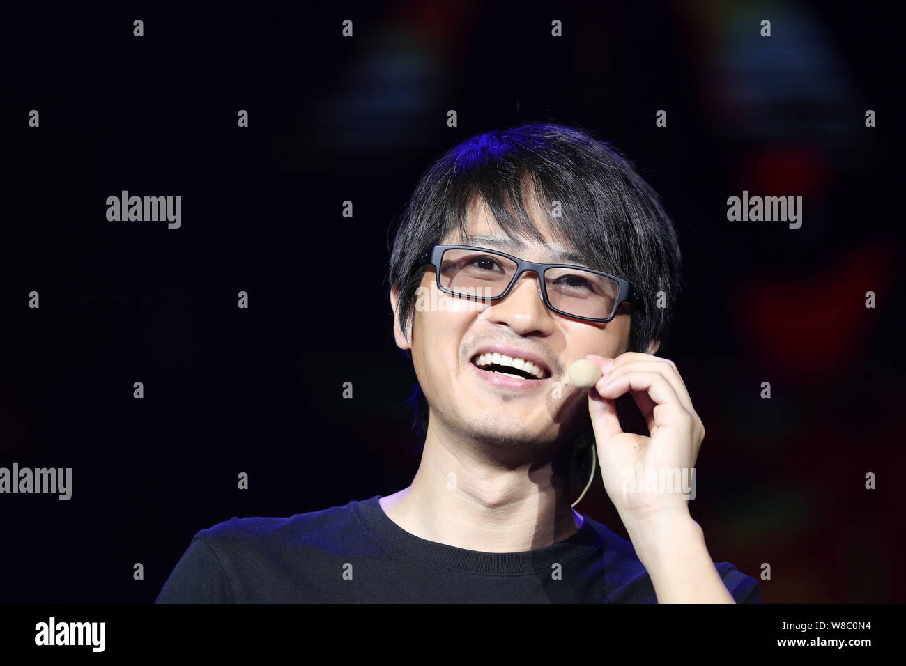 Chinese author and racer Han Han speaks during a media event to ...