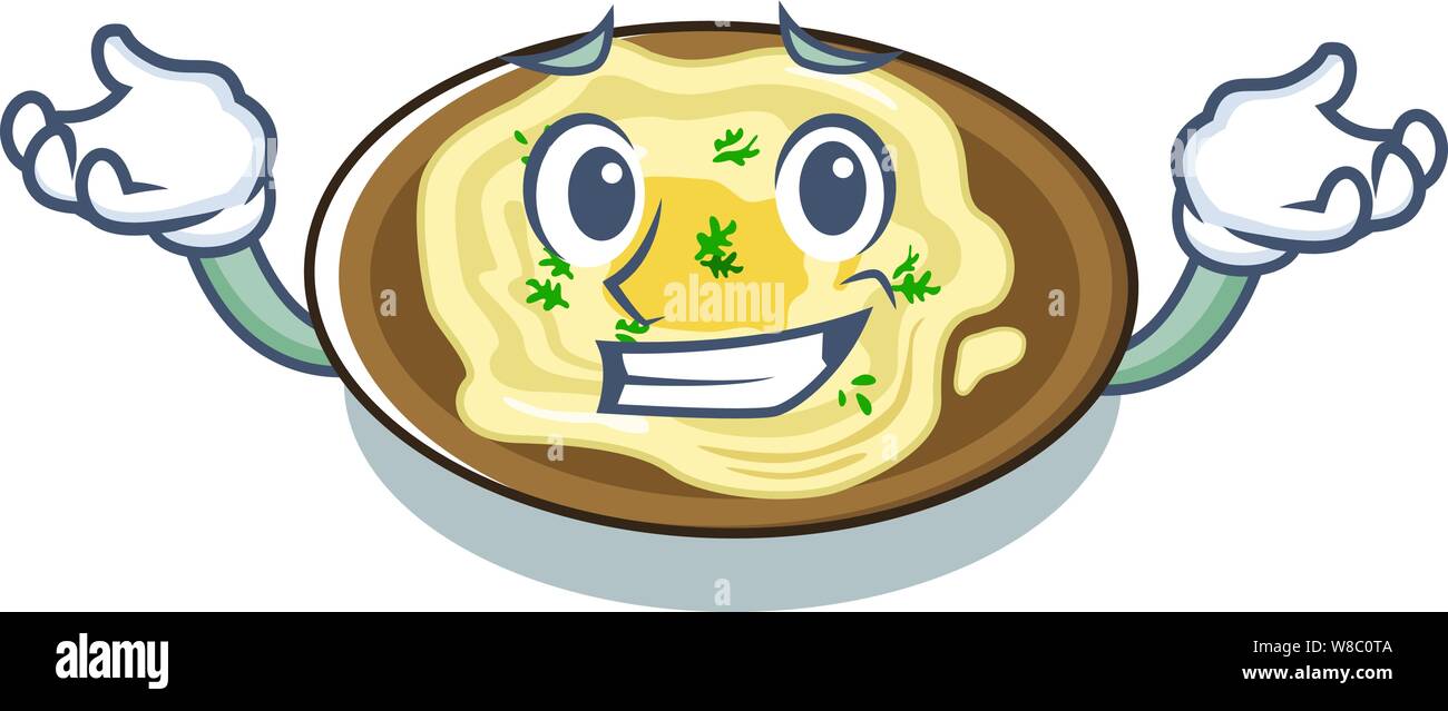 Grinning hummus served above cartoon wooden table Stock Vector Image ...