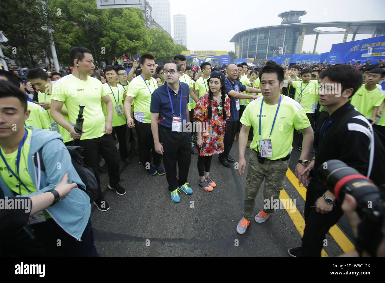 Chinese actress Fan Bingbing, center, participates in the 2016 Dongfeng ...