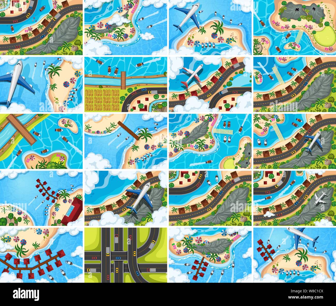 Set of aerial view scenes illustration Stock Vector Image & Art - Alamy