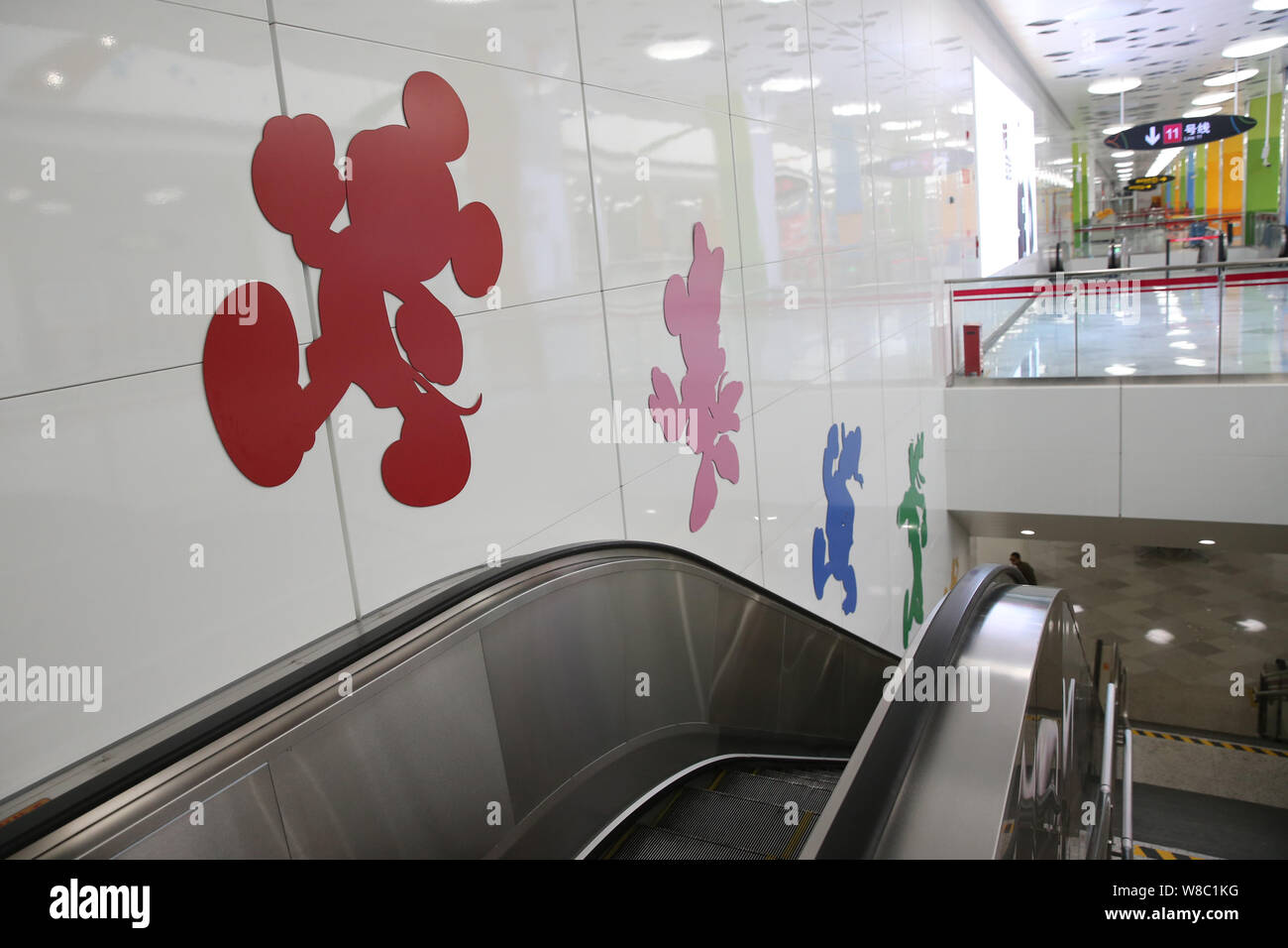 Interior view of the Disney Resort subway station on Metro Line 11 in ...