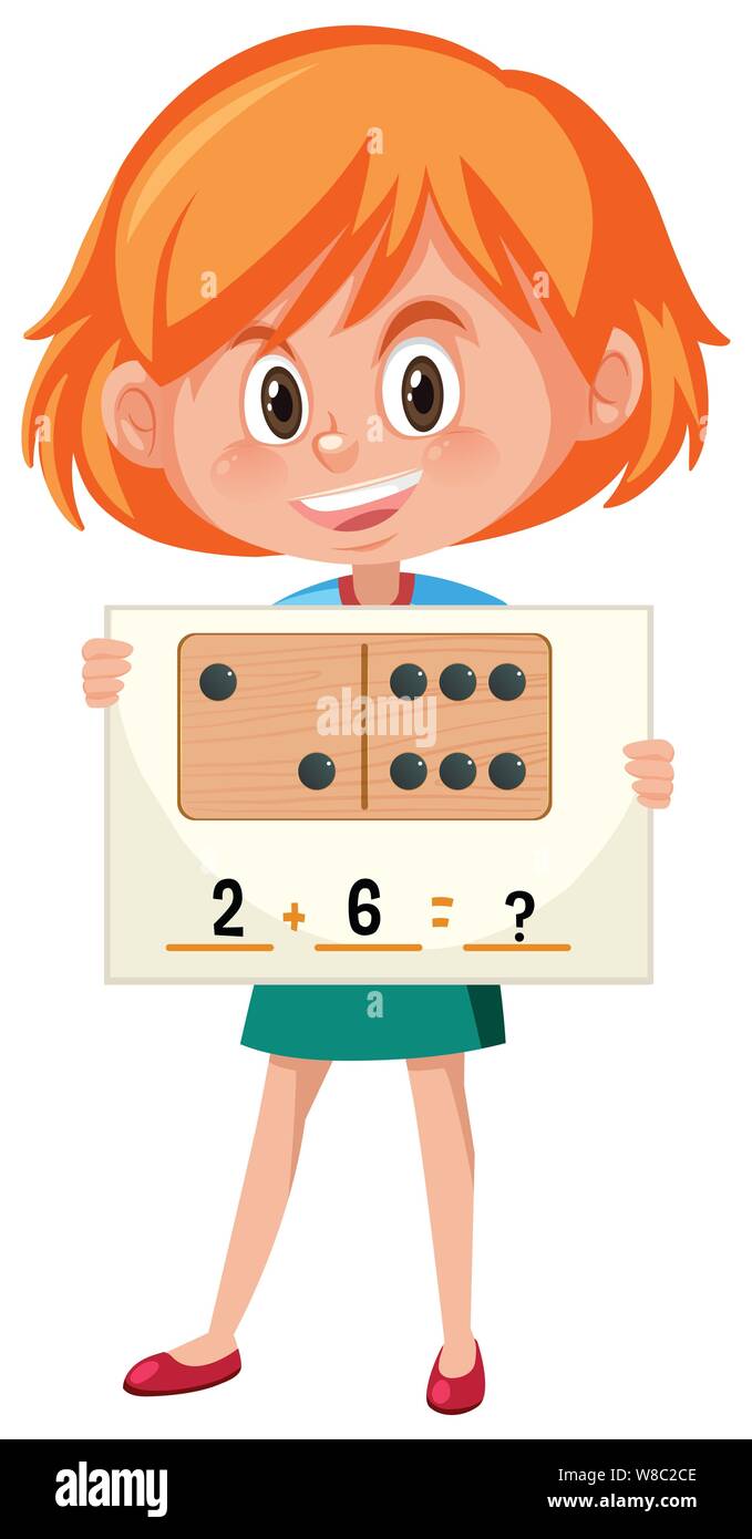 Adding numbers with girl student illustration Stock Vector Image & Art ...