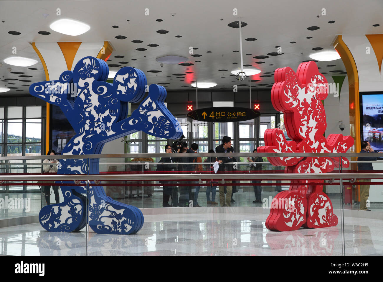 Interior view of the Disney Resort subway station on Metro Line 11 in ...