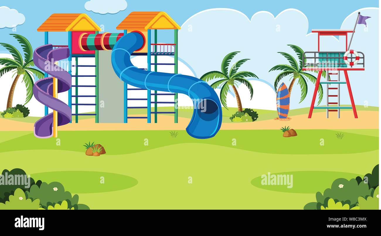An outdoor scene with playground illustration Stock Vector Image & Art ...