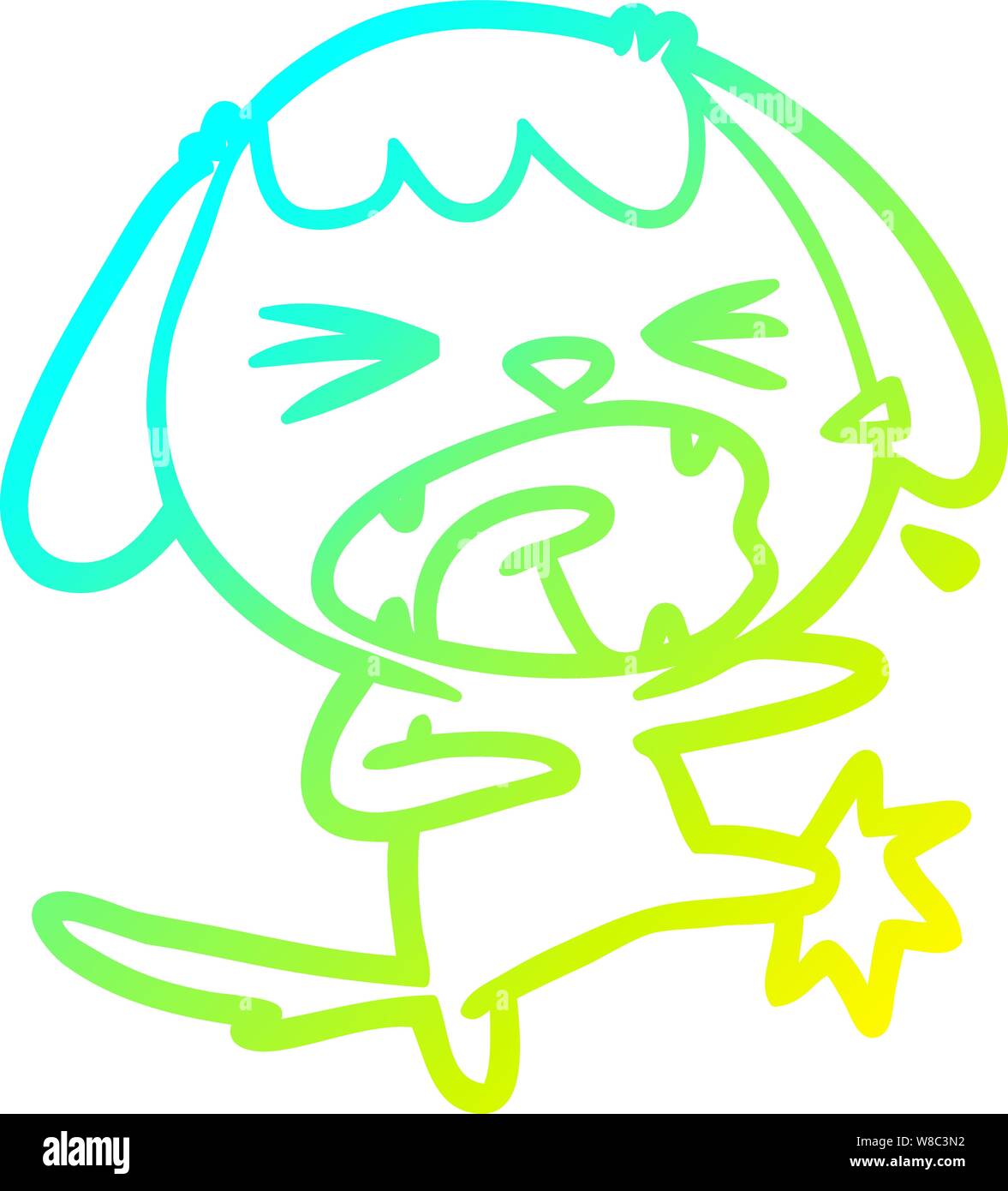 cold gradient line drawing of a cute cartoon dog barking Stock Vector ...
