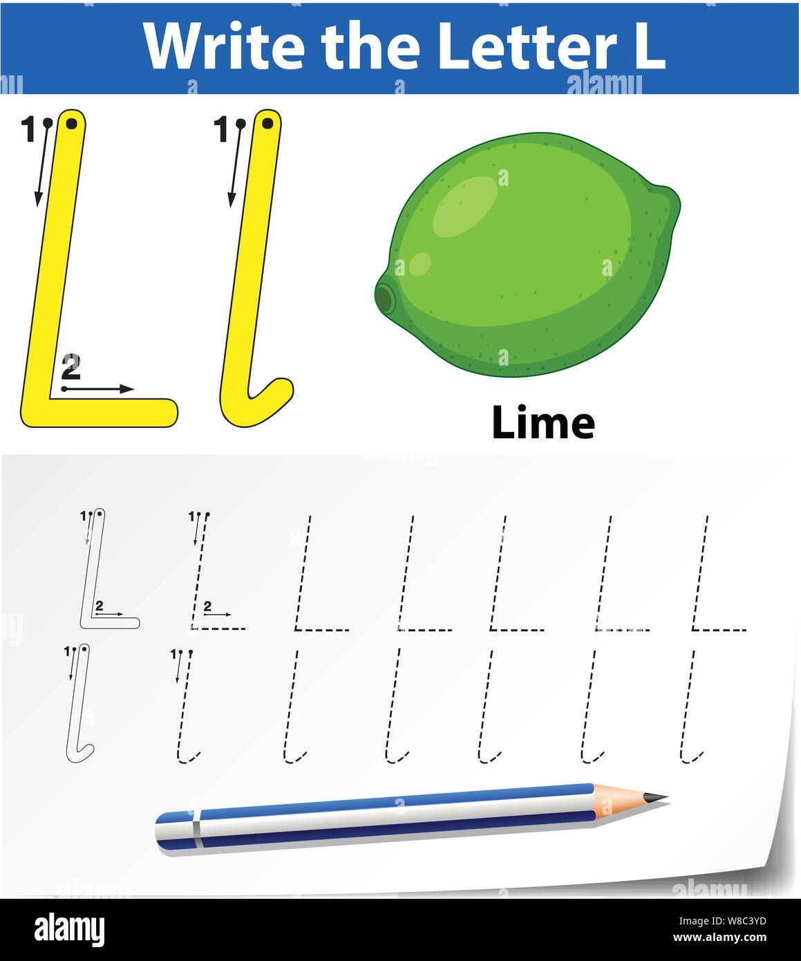 Tracing alphabet template for letter L illustration Stock Vector Image ...