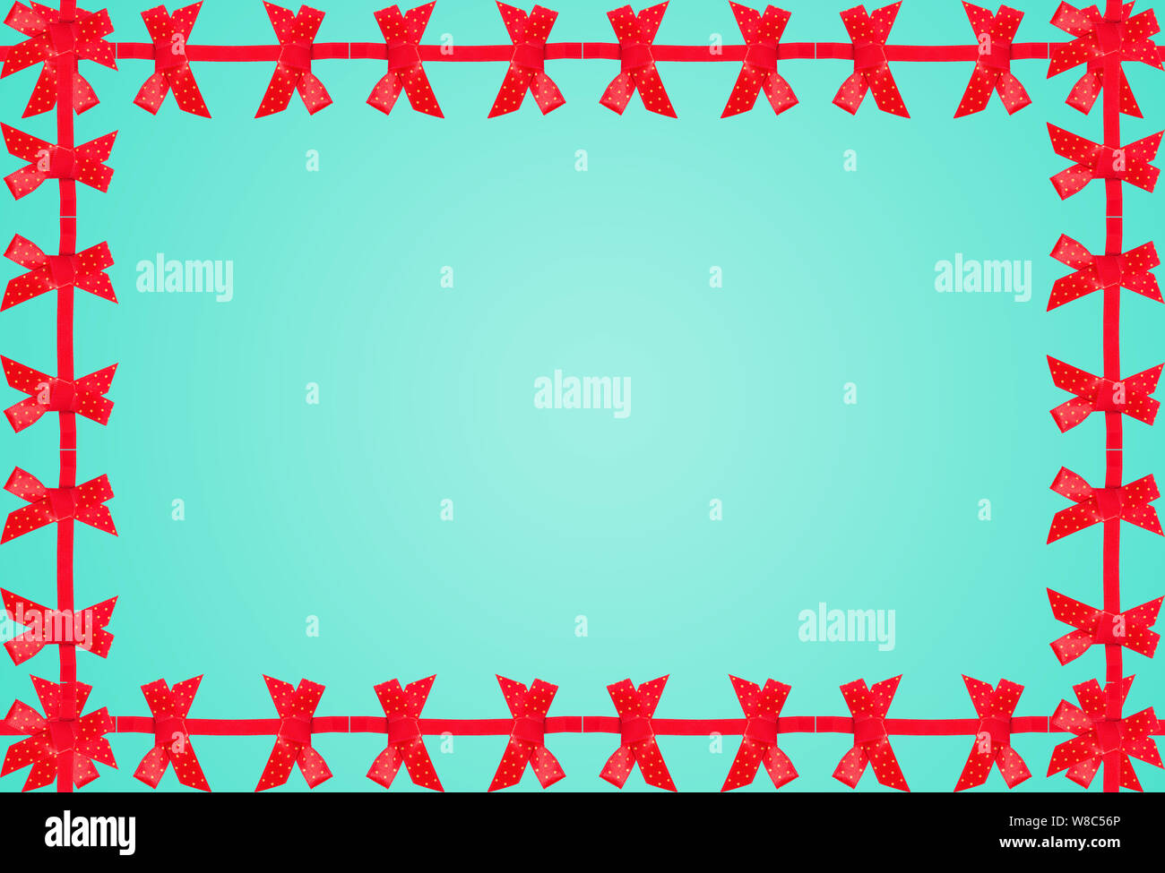 elegant blue background with red bow frame Stock Photo - Alamy