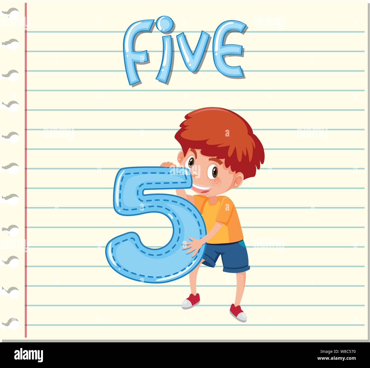 Flashcard design with number five illustration Stock Vector Image & Art ...