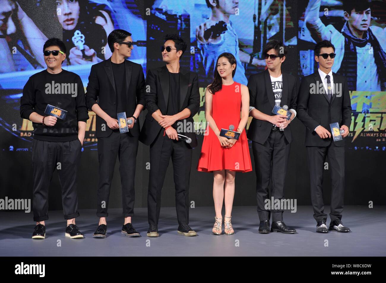 (From left) Chinese actors Ding Wenbo and Yang Xuwen, South Korean ...