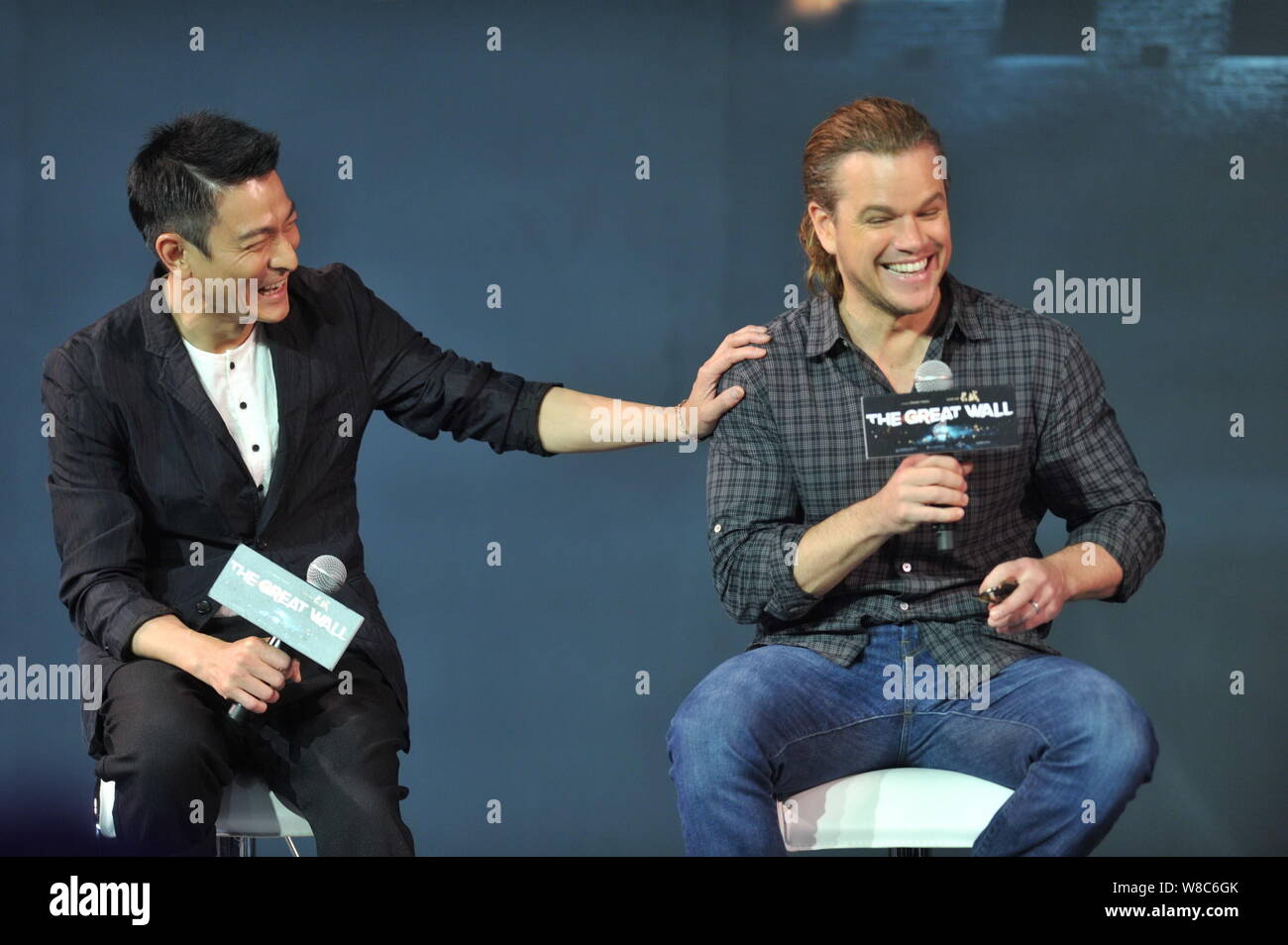 Hong Kong singer and actor Andy Lau, left, and American actor Matt ...