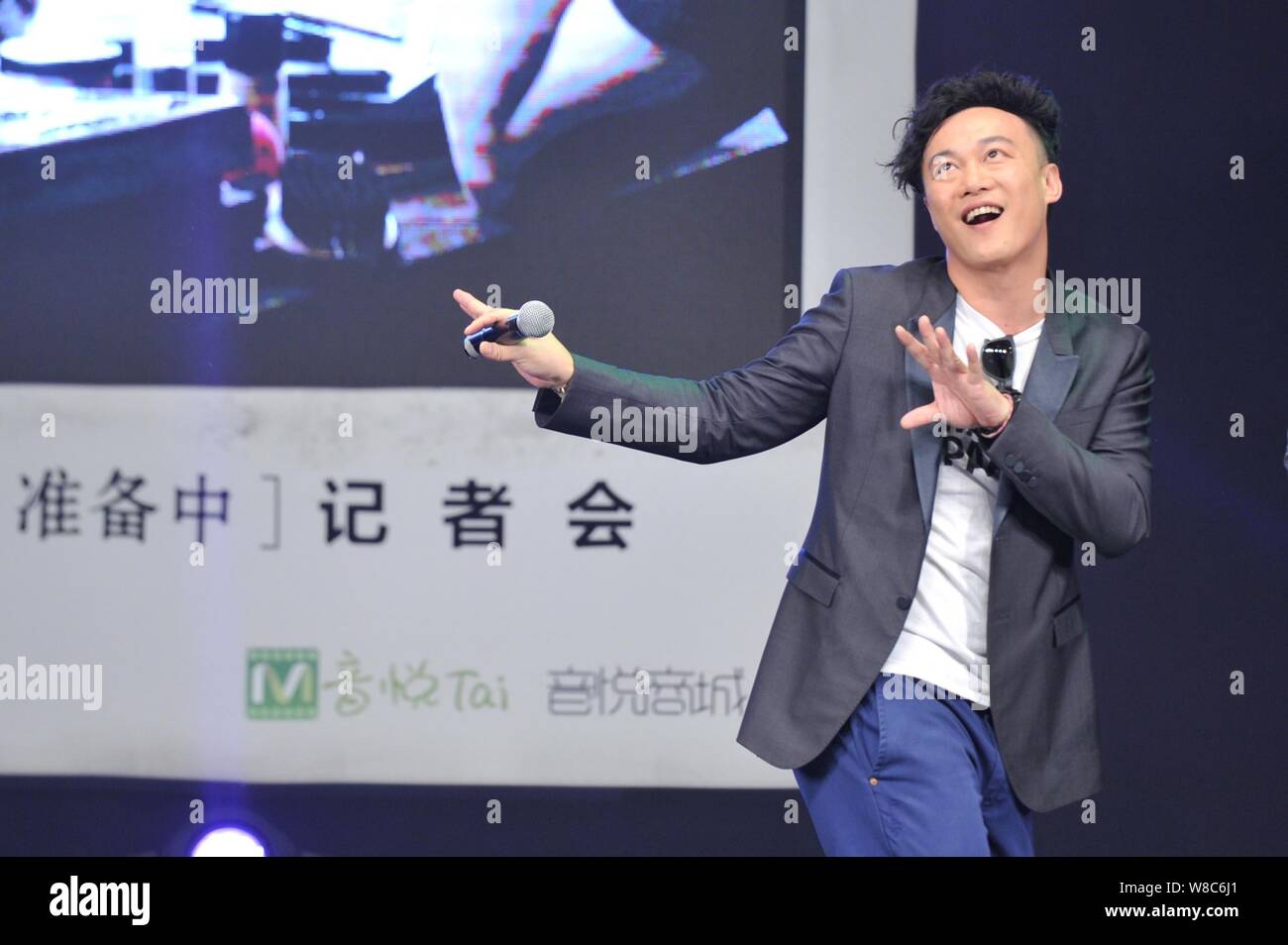 Hong Kong singer Eason Chan poses at a press conference for his new ...