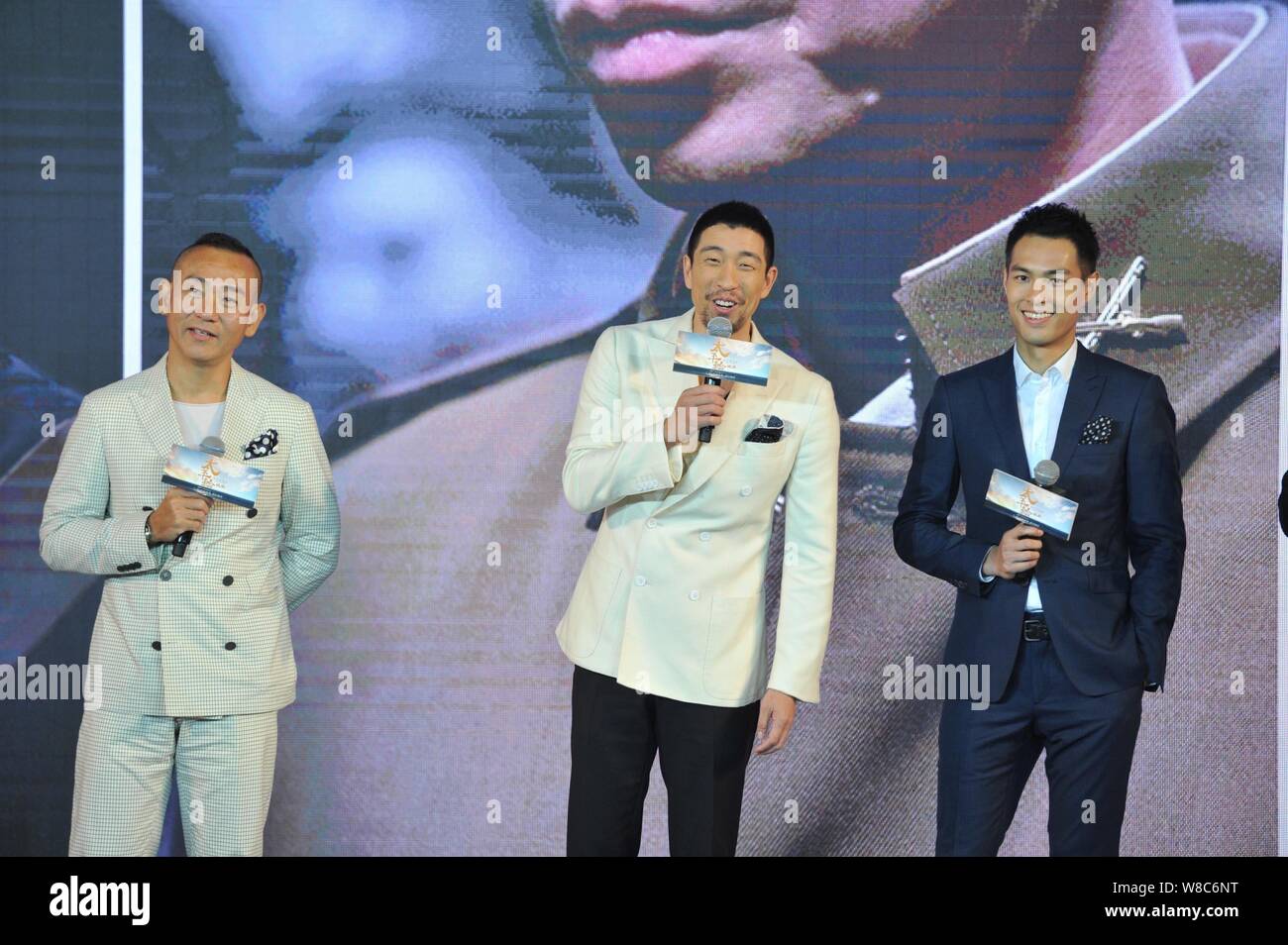 (From left) Hong Kong actor Bowie Lam Bo-yee, Chinese actor Wang Qianyuan and Taiwanese actor ...