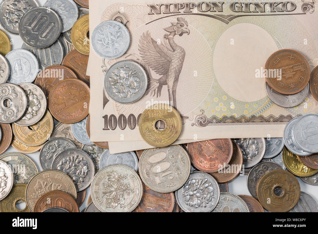 Japanese yen banknotes and coins. Currency of Japan. finance concept ...
