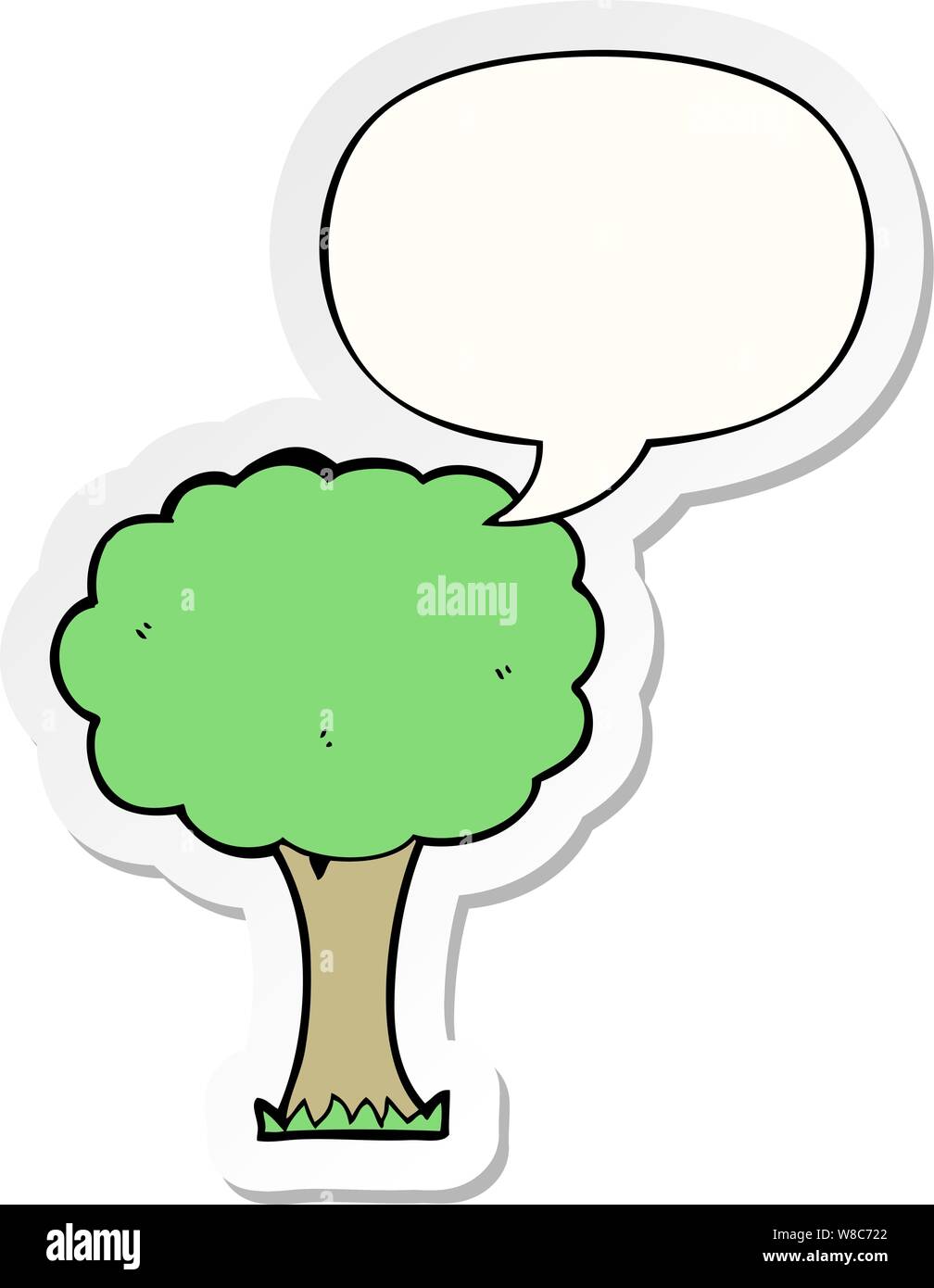 cartoon tree with speech bubble sticker Stock Vector Image & Art - Alamy