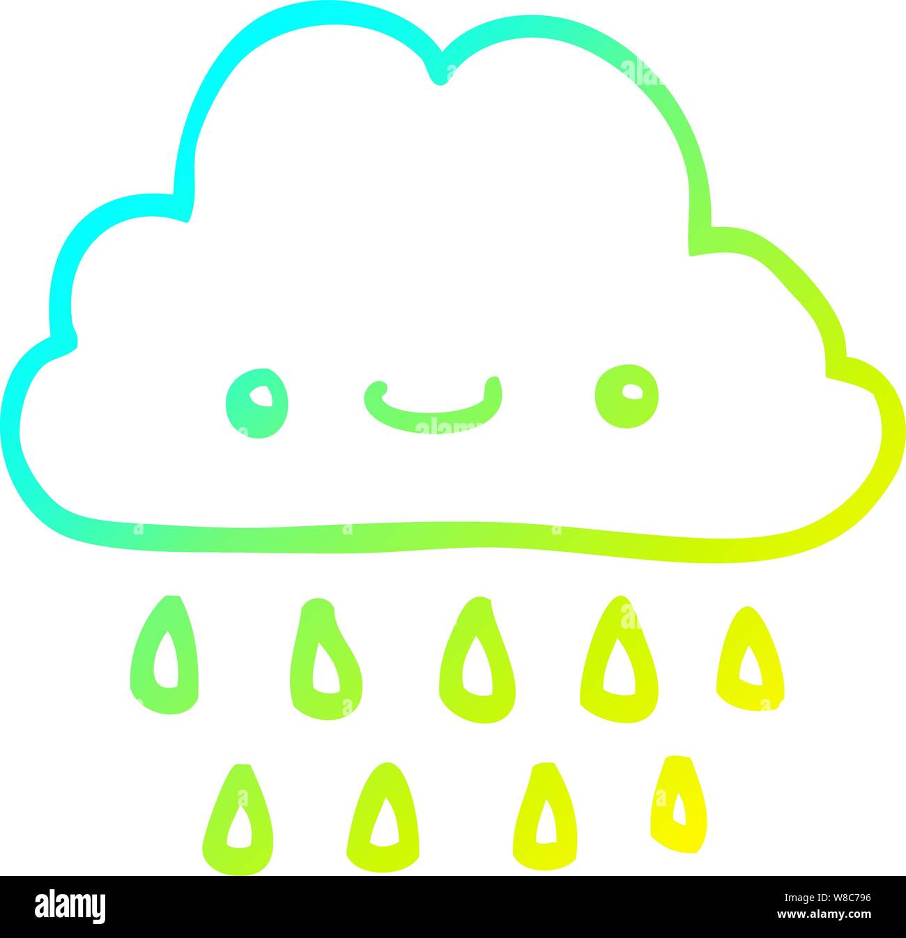 cold gradient line drawing of a cartoon storm cloud Stock Vector Image ...
