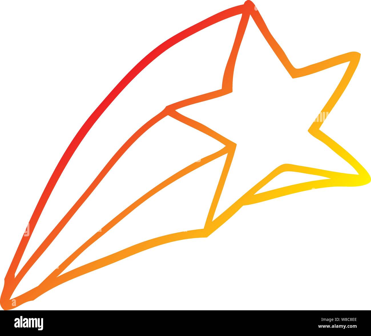 warm gradient line drawing of a cartoon shooting star Stock Vector ...